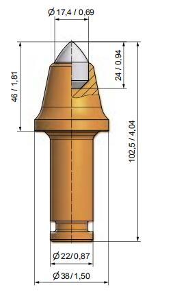 Round Shank Cutter Bit Trencher Tip B1-17ks22