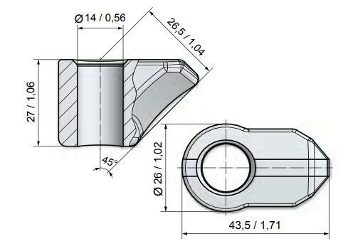 Round Shank Cutter Bit Trencher Tip B14