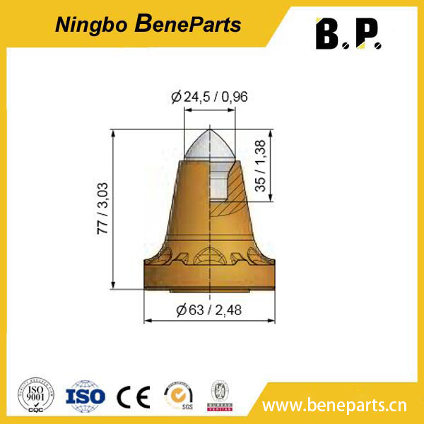 Round Shank Cutter Bits Trencher Tip BS38f-71.6377s