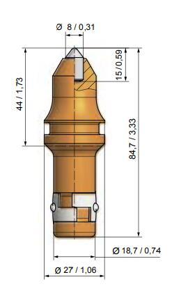 Round Shank Cutter Bit Trencher Tip B43K8